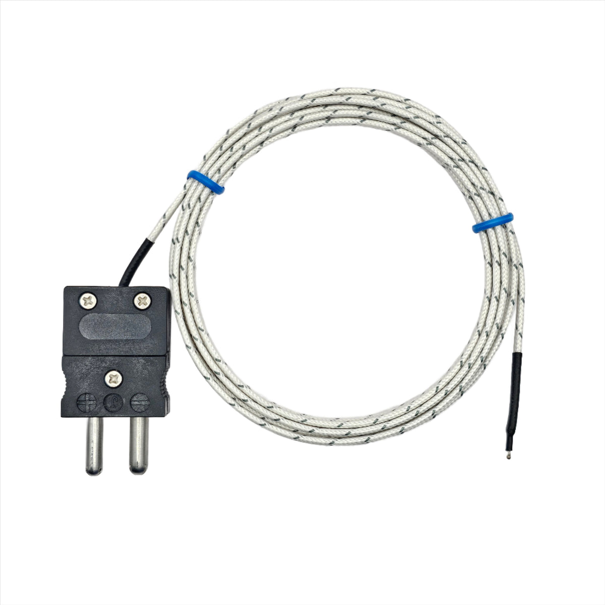 Thermocouple Probe, Type J, Fiberglass Insulation, 9ft, Standard Male ...